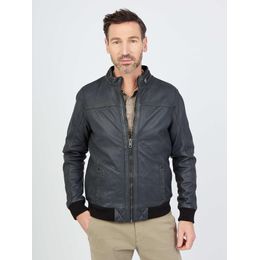 Blouson JCC "31020348", Herren, Gr. L, grau (graphite), Obermaterial: 100% Leder, Lamm; Futter: 100% Baumwolle; Strick: 100% Polyester; Ärmelfutter: 100% Polyester, Jacken