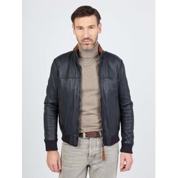 Blouson JCC "40675", Herren, Gr. 46, blau, Oberstoff: 100% Lammnappa-Leder / Futter. 100% Baumwolle / Ärmelfutter: 100% Polyester / Strick: 100% Polyester, Jacken