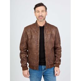 Blouson JCC "31020348", Herren, Gr. L, wei&szlig; (whisky), Obermaterial: 100% Leder Lamm; Futter: 100% Baumwolle; Strick: 100% Polyester; &Auml;rmelfutter: 100% Polyester, Jacken Blouson