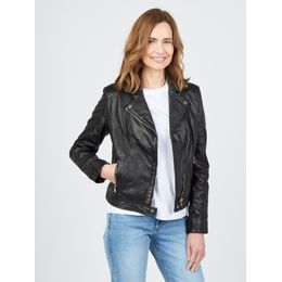 Bikerjacke JCC "8167", Damen, Gr. 46, schwarz, Obermaterial: 100% Lammleder; Futter: 100% Polyester, mit Knopf, Jacken