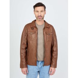 Bikerjacke JCC "3102074", Herren, Gr. 4 XL, braun (cognac), Obermaterial: 100% Lammleder; Futter: 100% Baumwolle; Ärmelfutter: 100% Polyester, mit Knopf, Jacken