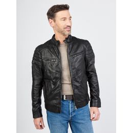 Lederjacke JCC "51280", Herren, Gr. 50, schwarz, Oberstoff: 100% Lammleder; Futter: 100% Polyester, mit Knopf, Jacken