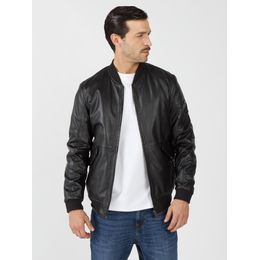 Blouson JCC "31024401", Herren, Gr. 48, schwarz, Obermaterial: 100% Lammleder; Futter: 100% Polyester; Wattierung: 100% Polyester; Strick: 95% Baumwolle, 5% Elasthan, Jacken