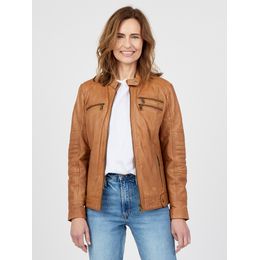 Bikerjacke JCC "Sirpa", Damen, Gr. 36, braun (cognac), Obermaterial: 100% Lammleder; Futter: 100% Polyester, Jacken