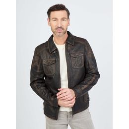 Bikerjacke JCC "3102074", Herren, Gr. 4XL, schwarz, Obermaterial: 100% Lammleder; Futter: 100% Baumwolle; Ärmelfutter: 100% Polyester, mit Knopf, Jacken