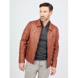 Bikerjacke JCC "3102074", Herren, Gr. M, rot (bombay braun), Obermaterial: 100% Lammleder; Futter: 100% Baumwolle; Ärmelfutter: 100% Polyester, mit Knopf, Jacken