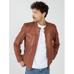 Bikerjacke JCC "31020219Ecom", Herren, Gr. 4XL, braun (cognac), Obermaterial: 100% Lammnappaleder; Lining: 100% Polyester, Jacken