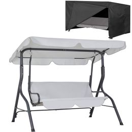 Casaria Hollywoodschaukel Hellgrau + Abdeckplane