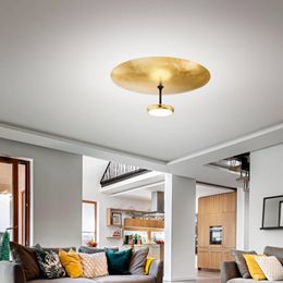 Fabas Luce LED-Deckenlampe Yuko, gold/schwarz, Metall, 23 cm, dimmbar
