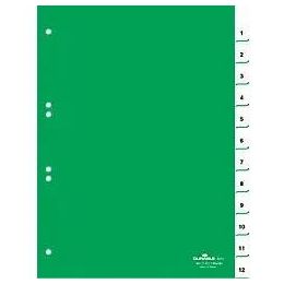 Durable 1 bis 12 Zahlenregister DIN A4 Gr&uuml;n 12-teilig PVC (Polyvinylchlorid) 6 L&ouml;cher 6210