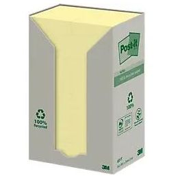 Post-it Haftnotizen PEFC zertifiziert Recycelt 100% 51 x 38 mm Kanariengelb 24 Blöcke à 100 Blatt