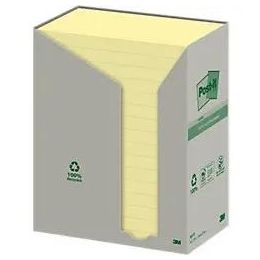 Post-it Recycelte Haftnotizen 127 x 76 mm Kanariengelb 16 Blöcke à 100 Blatt