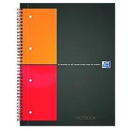 Oxford International Collegeblock DIN A4+ Kariert Spiralbindung PP (Polyproplylen) Grau 160 Seiten 80 Blatt