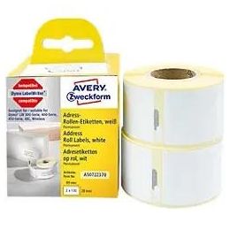 Avery Zweckform Adressetiketten AS0722370 Selbsthaftend Weiß 28 x 89 mm al 2 Rolle à 130 Etiketten