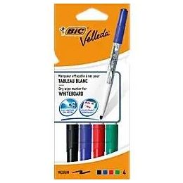 BIC Velleda 1741 Non-permanent Whiteboard-Marker Farbig sortiert Mittel Rundspitze 1 - 51% Recycelt 4 Stück