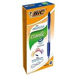 BIC Atlantis Classic Kugelschreiber Blau Mittel 0.4 mm Nachfüllbar 12 Stück