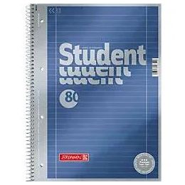 Brunnen Student Premium Collegeblock DIN A4 Liniert Spiralbindung Pappkarton Blau Perforiert 160 Seiten 80 Blatt