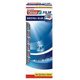 Tesa Klebeband Tesafilm Kristall-Klar 58259 Transparent 15 mm (B) x 33 m (L) PP (Polypropylen) 10 Rollen
