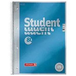 Brunnen Student Premium Collegeblock DIN A4 Punktkariert Spiralbindung Pappkarton Blau Perforiert 160 Seiten 80 Blatt