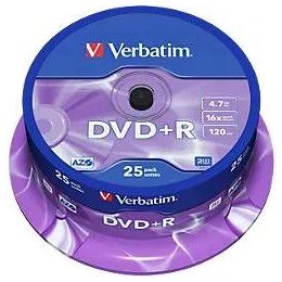 Verbatim DVD+R 16x 4,7 GB Matt Silber Spindel 25 Stück