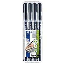 Staedtler Lumocolor Universal Permanentmarker 97% Recycelt Fein Rundspitze 0.6 mm Schwarz Nachfüllbar 4 Stück