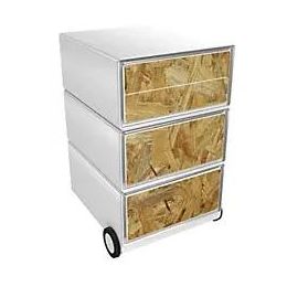 PAPERFLOW Rollcontainer easyBox 4 horizontale Schubladen 642x390x436mm PERSO HOLZSPÄNE