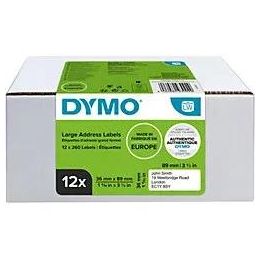Dymo LW Adressetiketten Authentisch 99012 2093093 Selbsthaftend Schwarz auf Weiß 89 x 36 mm 12 Rollen à 260 Etiketten
