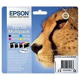 Epson T0715 Original Tintenpatrone C13T07154012 Schwarz, Cyan, Magenta, Gelb Multipack 4 Stück