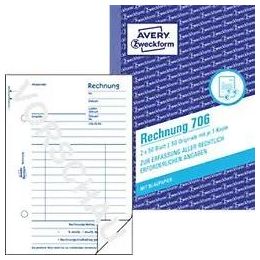 Avery Zweckform Rechnungsbuch 706 DIN A6 Perforiert N/A 50 Blatt