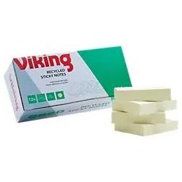 Viking Green Line 80% Recycelt Haftnotizen Quadratisch 38 x 51 mm Blanko Gelb 12 Stück à 100 Blatt
