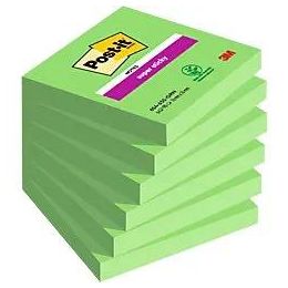 Post-it Super Sticky Haftnotizen 76 x 76 mm Grün Quadratisch 6 Stück à 90 Blatt
