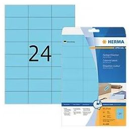 Herma Farbige Multifunktionsetiketten 4468 Blau Rechteckig DIN A4 70 x 37 mm 20 Blatt à 24 Etiketten