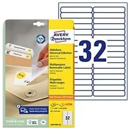 Avery Zweckform Avery Universaletiketten L6031REV-25 Weiß 9,6 x 1,69 cm 25 Blatt à 32 Etiketten