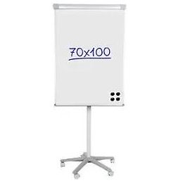 Viking Freihstehendes Flipchart Executive Höhenverstellbar 70 x 100 cm Mit 5 Rollen und Stiftablage Silber