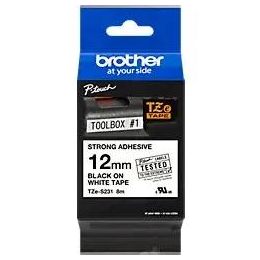 Brother TZe-S231 Authentic Schriftband Extra-stark klebend Schwarzer Druck auf Weiß 12 mm x 8m