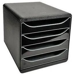 Exacompta Ablagebox PS (Polystyrol) Schwarz 4 Schübe 26,7 x 34,7 x 27,8 cm DIN A4