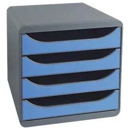 Exacompta Schubladenbox Big-Box DIN A4+ Mausgrau, Eisblau 24,7 x 32,4 x 4,2 cm