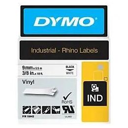 Dymo Schriftband RHINO 18443 Vinyl Schwarz auf Wei&szlig; 9 mm x 5,5 m