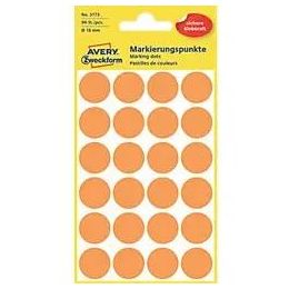Avery Zweckform Markierungspunkte 3173 Selbsthaftend Neonorange 18 x 18 mm 4 Blatt à 24 Etiketten