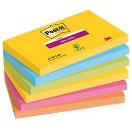 Post-it Carnival Super Sticky Haftnotizen 127 x 76 mm Farbig Sortiert Rechteckig 6 St&uuml;ck &agrave; 90 Blatt
