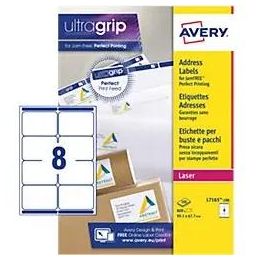 Avery Zweckform Abziehhilfe QuickPEEL,ultragrip Versandetiketten L7165 100 Selbsthaftend DIN A4 Weiß 99,1 x 67,7 mm 100 Blatt à 8 Etiketten