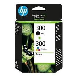 HP 300 Original Tintenpatrone CN637EE Schwarz, Cyan, Magenta, Gelb Multipack 2 St&uuml;ck &agrave; 4 ml
