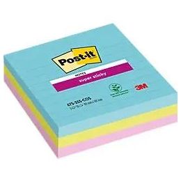 Post-it Miami Haftnotizen 101 x 101 mm Farbig sortiert Quadratisch Liniert 3 Stück à 70 Blatt