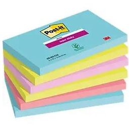 Post-it Miami Super Sticky Haftnotizen 127 x 76 mm Farbig Sortiert Rechteckig 6 St&uuml;ck &agrave; 90 Blatt