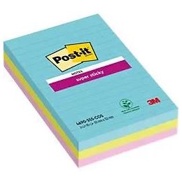 Post-it Miami Haftnotizen 101 x 152 mm Farbig sortiert Rechteckig Liniert 3 St&uuml;ck &agrave; 90 Blatt