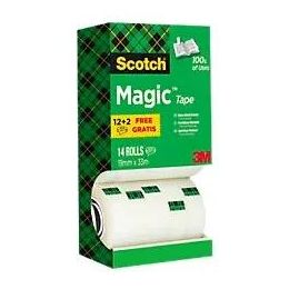 Scotch Klebeband Scotch Magic Magic Transparent 19 mm (B) x 33 m (L) PP (Polypropylen) 14 Rollen