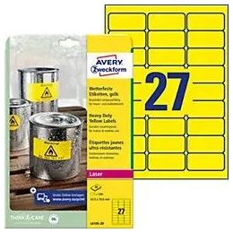 Avery Zweckform L6105-20 Wetterfeste Etiketten DIN A4 Gelb 63,5 x 29,6 mm 20 Blatt à 27 Etiketten