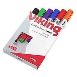 Viking Flipchart Marker Mittel Rundspitze 1 - 3 mm Farbig sortiert 6 Stück
