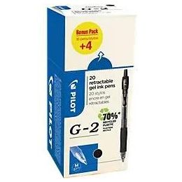 Pilot Pen Pilot G2 Einziehbar Gelschreiber Schwarz 0.4 mm Mittel Kegelförmig Nachfüllbar 70% Recycelt 20 Stück