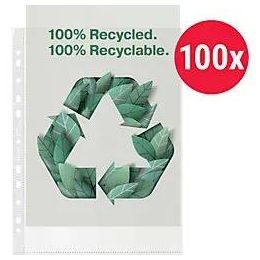 ESSELTE Prospekth&uuml;llen 100% Recycelt DIN A4 Genarbt Transparent 70 Mikron PP (Polypropylen) &Ouml;ffnung oben 11 L&ouml;cher 627493 100 St&uuml;ck